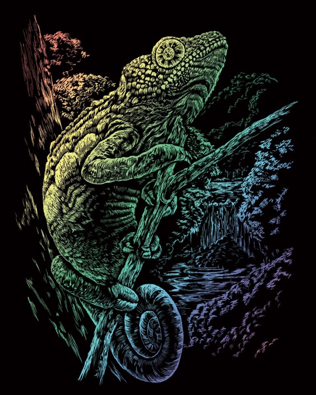 Rainbow Engraving Art - Chameleon