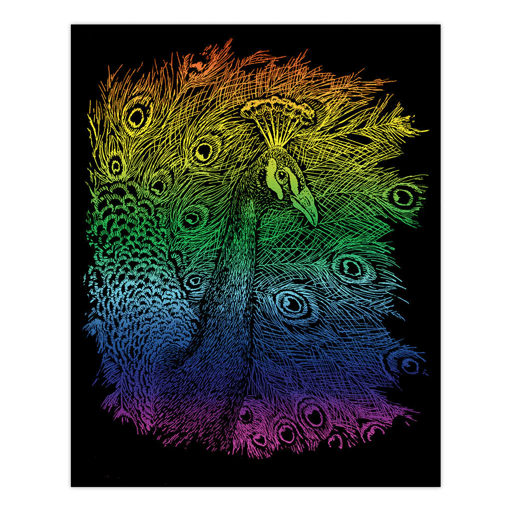 Rainbow Engraving Art - Peacock