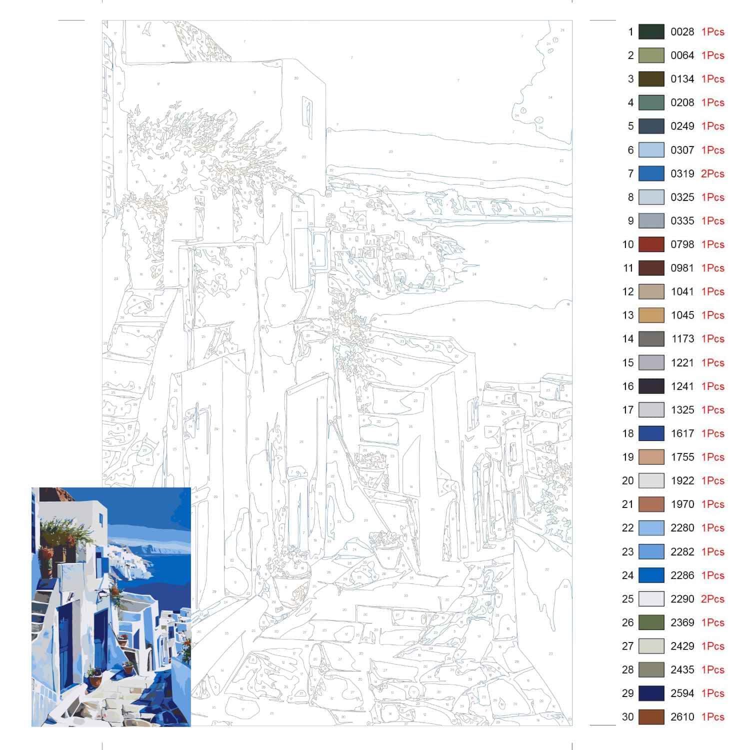 Painting By Numbers - Greek Island Alley